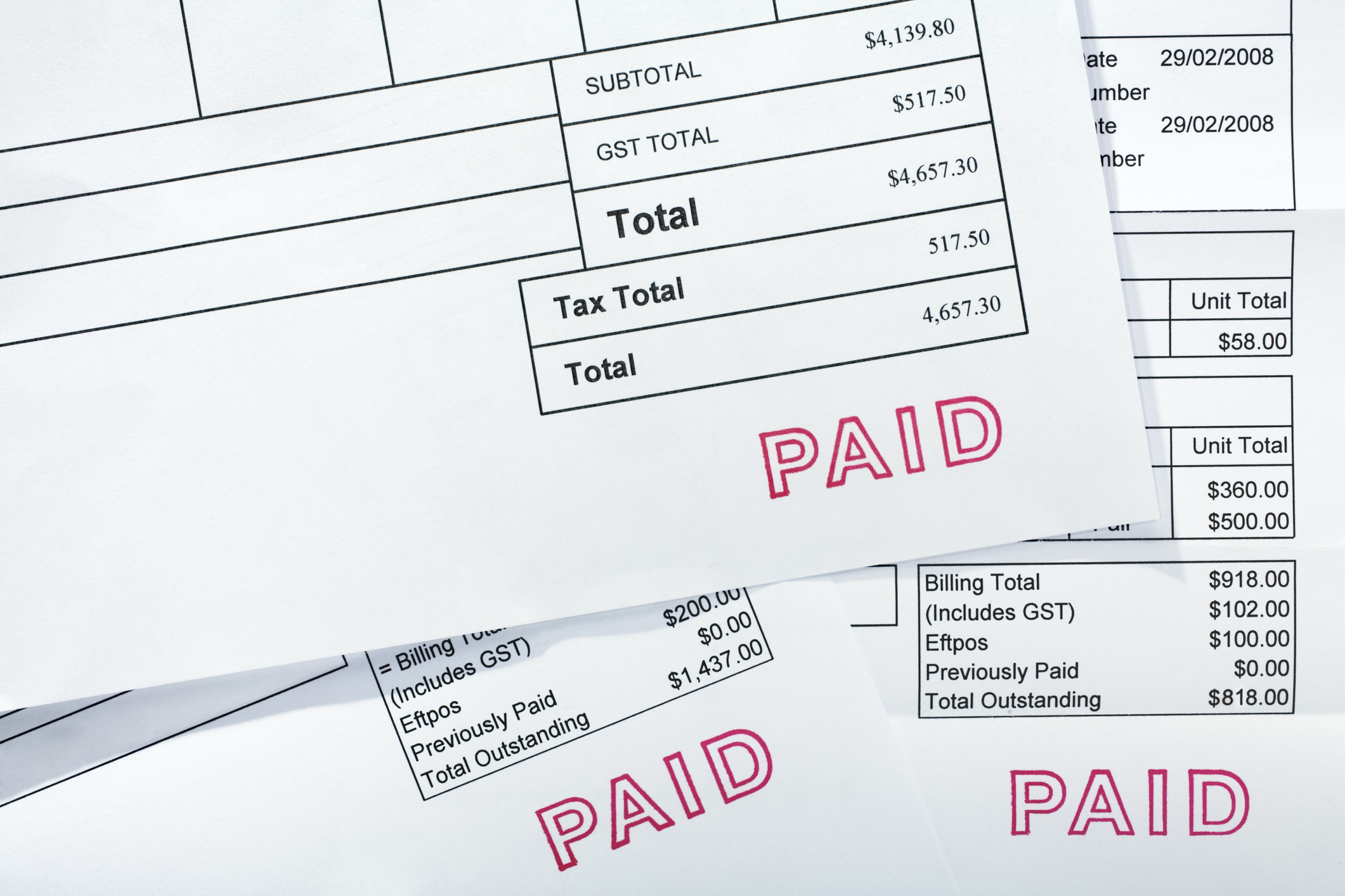 Three Invoices All With Paid Stamp | Victorian Small Business Commission Three Invoices All With Paid Stamp | Victorian Small Business Commission